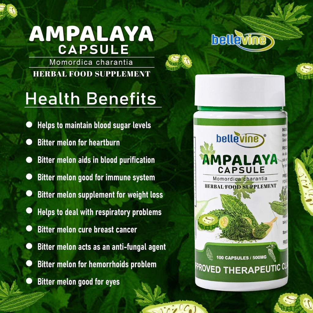 Ampalaya Herbal Supplements 500mg x 100 Capsules (Momordica Charantia ...