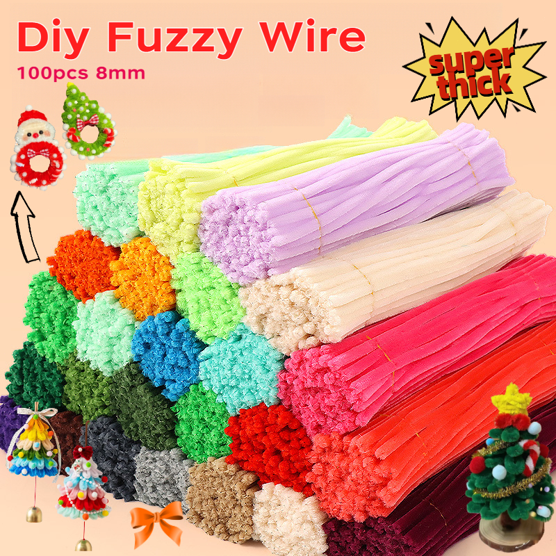 Fuzzy wire 100pcs Multicolour Fuzzy Wire Chenille Twisting Flower ...
