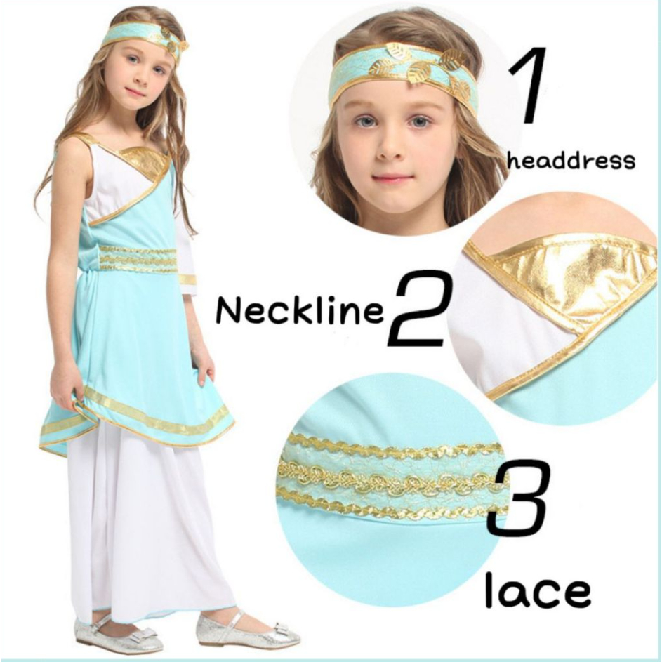 Greek Goddess Athena Princess Costume for Girls Elegant Ancient Greece ...