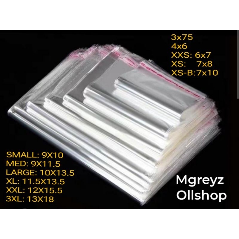 OPP Plastic Bag 100pcs All size with self adhesive | Shopee Philippines