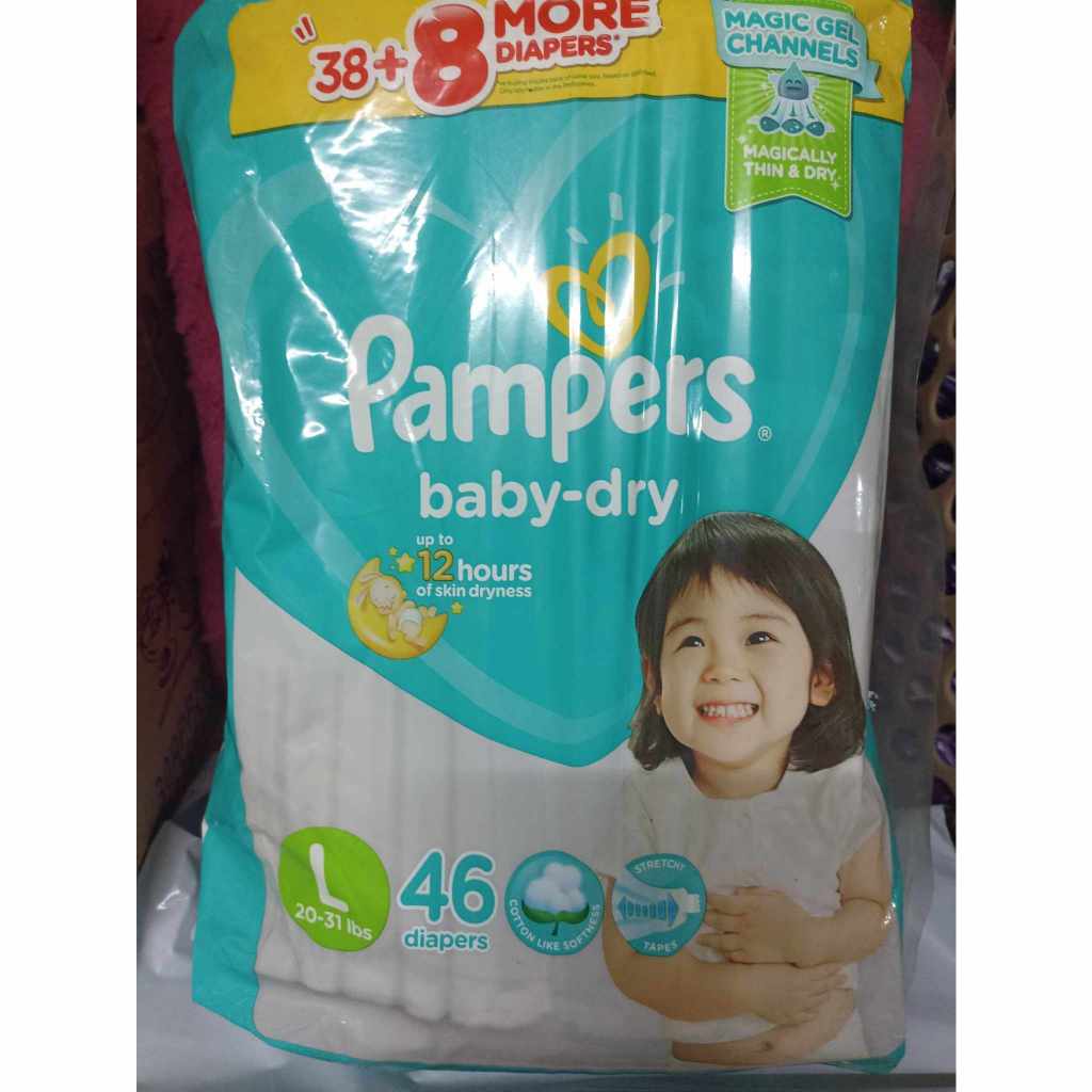 Pampers Large 46s Jumbo Pack Baby Dry Taped Diaper | Shopee Philippines