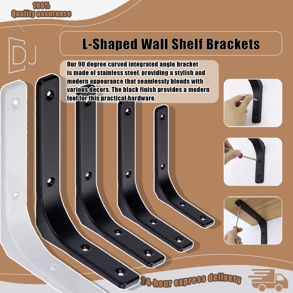 L-Shaped Wall Shelf Brackets DIY Steel Furniture Wall Mount Decor ...
