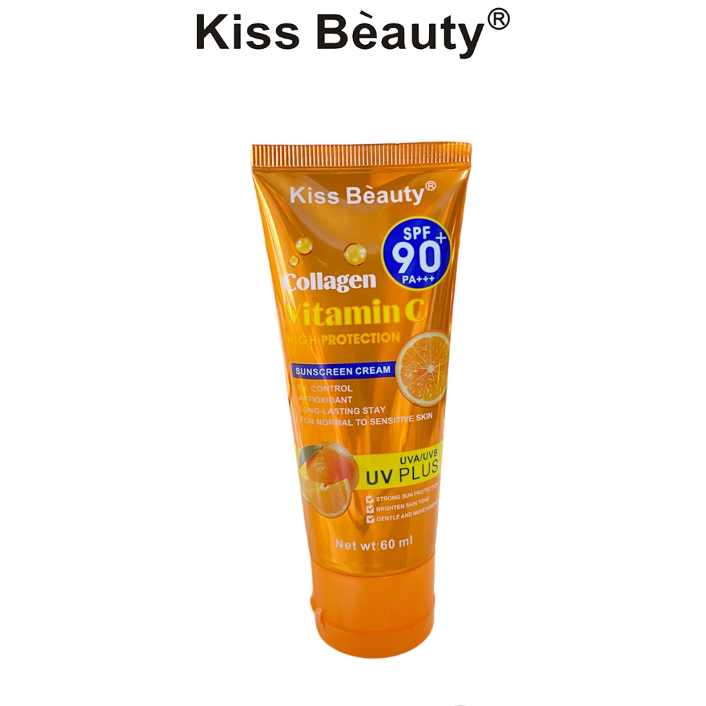 Kiss Beauty collagen vitamin c Sunscreen Cream SPF 90+ Sunblock Lotion Refreshing Sun Block ...