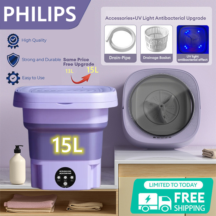 PHILIPS 15L mini fully automatic foldable washing machine blue light ...
