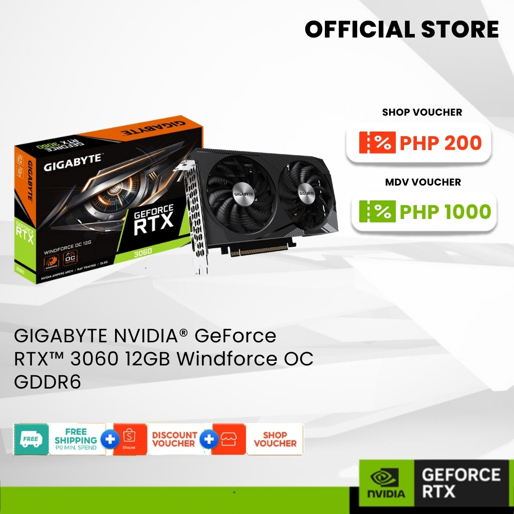Gigabyte NVIDIA® GeForce RTX™ 3060 WINDFORCE OC 12GB VGA CARD (GV ...