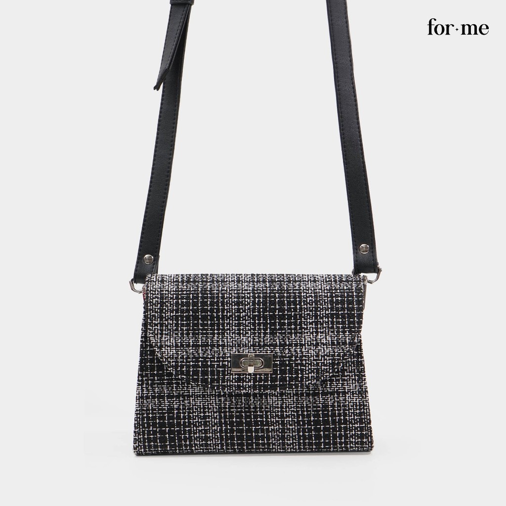 ForMe Tweed Sling Bag For Women (Black) | Shopee Philippines
