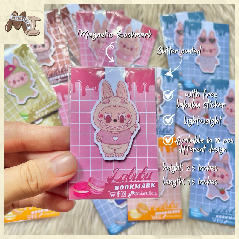 LABUBU MAGNETIC BOOKMARK with free stickers AVAILABLE IN 12 DESIGNS 2.5 ...