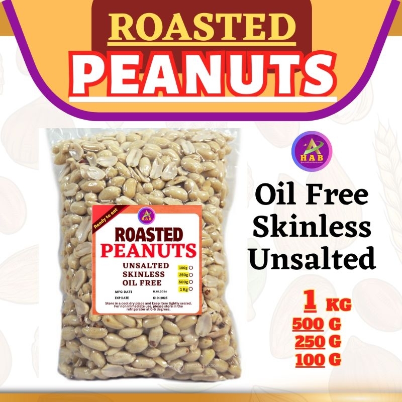 ROASTED/RAW SKINLESS PEANUTS (OIL-FREE, UNSALTED, WHOLE) 250G, 500G ...