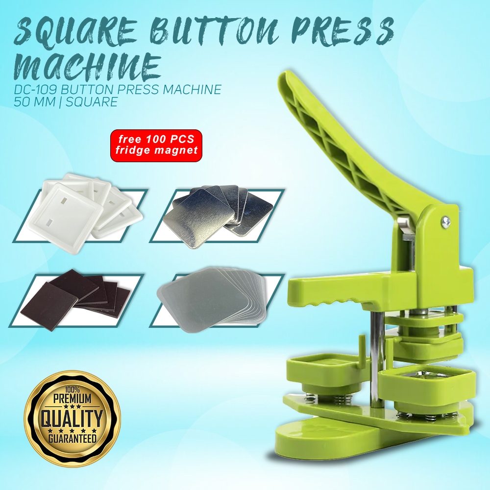 Green Body Square Fridge Magnet Press 50mm Button Press Machine w ...