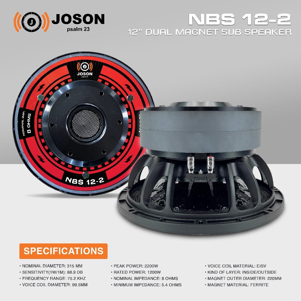 Joson NBS 12-2 Dual Magnet Sub Speaker (1 Pc) | Shopee Philippines