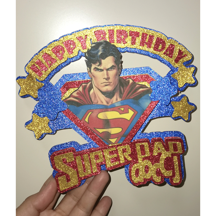 Superman Cake Topper, Layered Cake Topper, Glitter Cake Topper ...