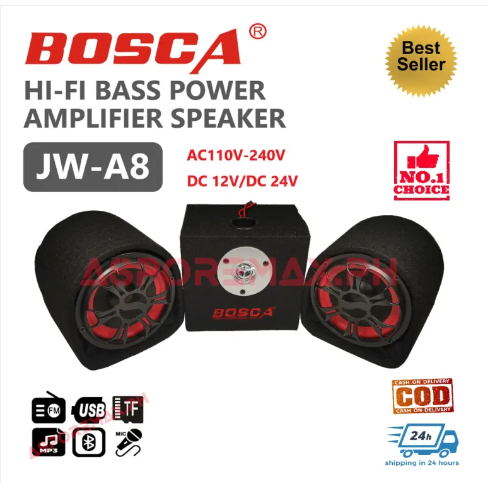 Bosca JW-A8 Bluetooth HI-FI Bass Power Amplifier speaker with remote ...