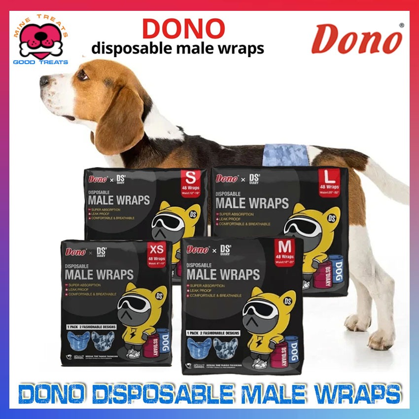 DONO DS'Diary Dog Disposable Male Wraps Dog Diaper 1 Pack 2 Fashionable ...