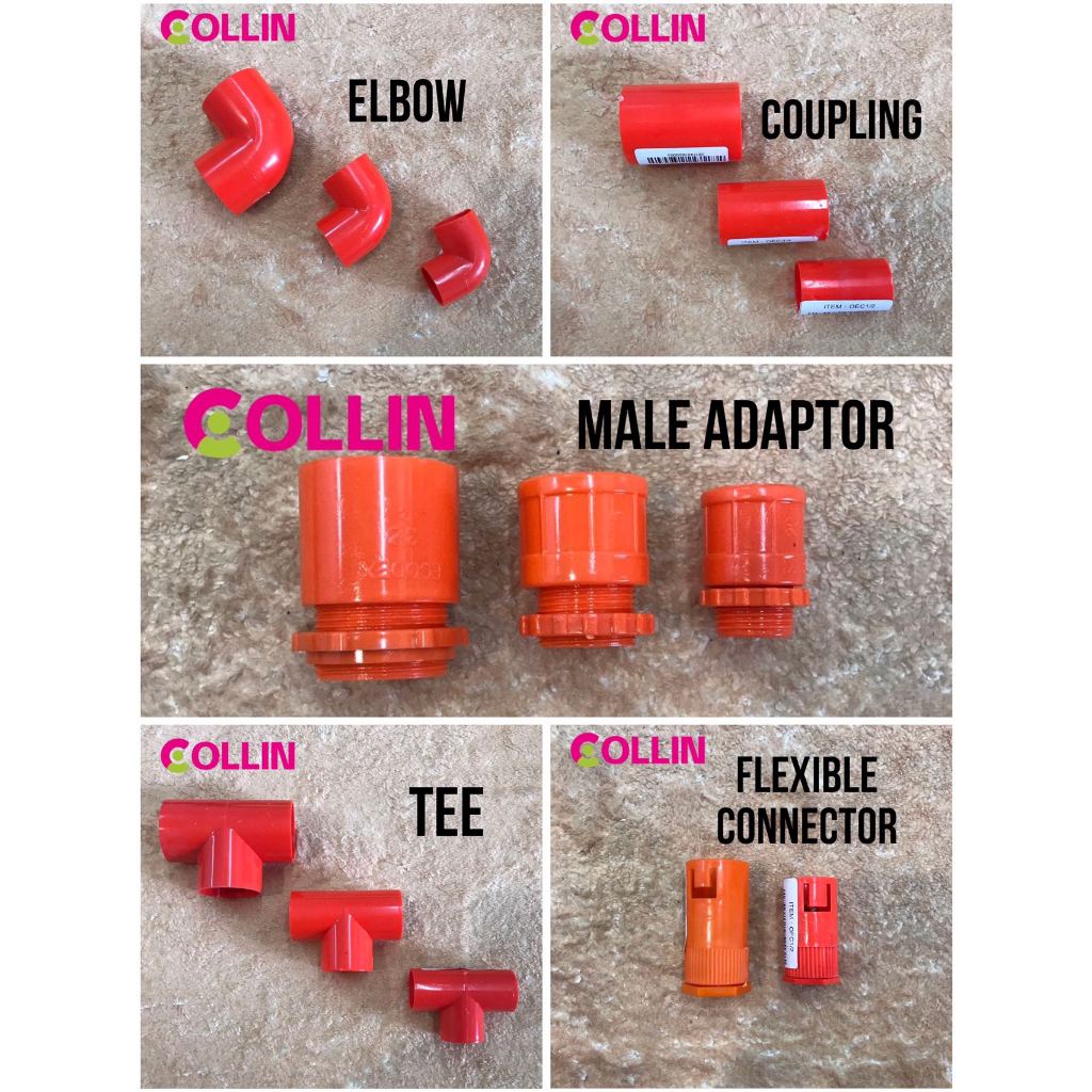 PVC ORANGE FITTINGS 1/2 3/4 1 「ELBOW COUPLING TEE FLEXIBLE CONNECTOR ...