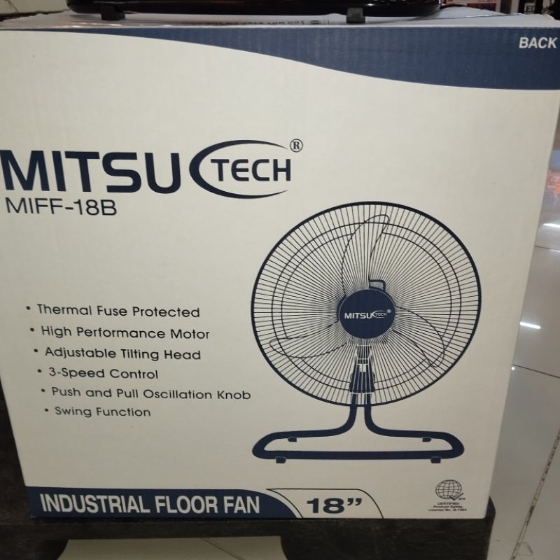 MitsuTech 18" Floor Fan MIFF-18 Black industrial Fan 18 inches Brandnew ...