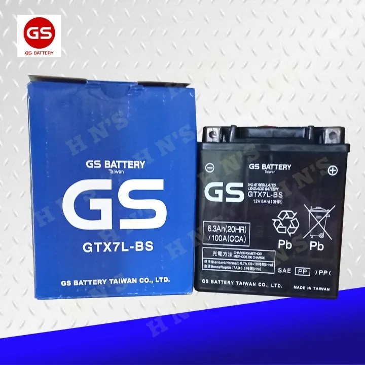 GS Battery GTX7L-BS Motorcycle Battery (Maintenance Free) for Vespa ...