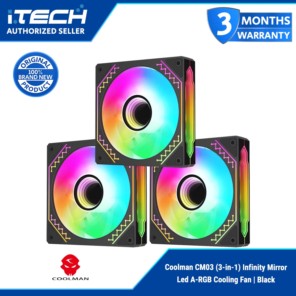 Coolman CM03 (3-in-1) Infinity Mirror Led A-RGB Cooling Fan | Black ...