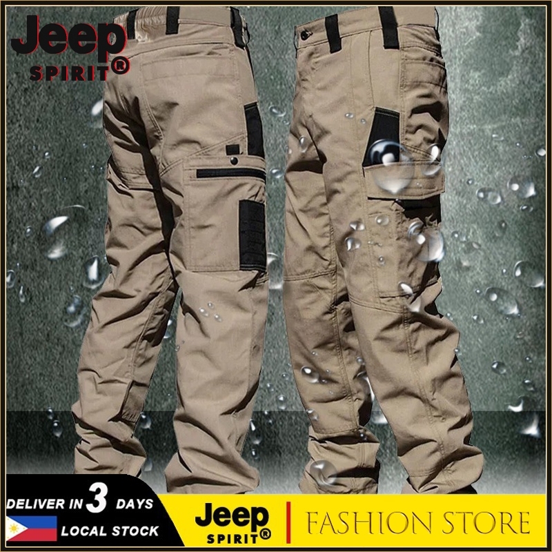 JEEP SPIRIT Men Tactical Pants Multi Pockets Outdoor Waterproof Quick ...