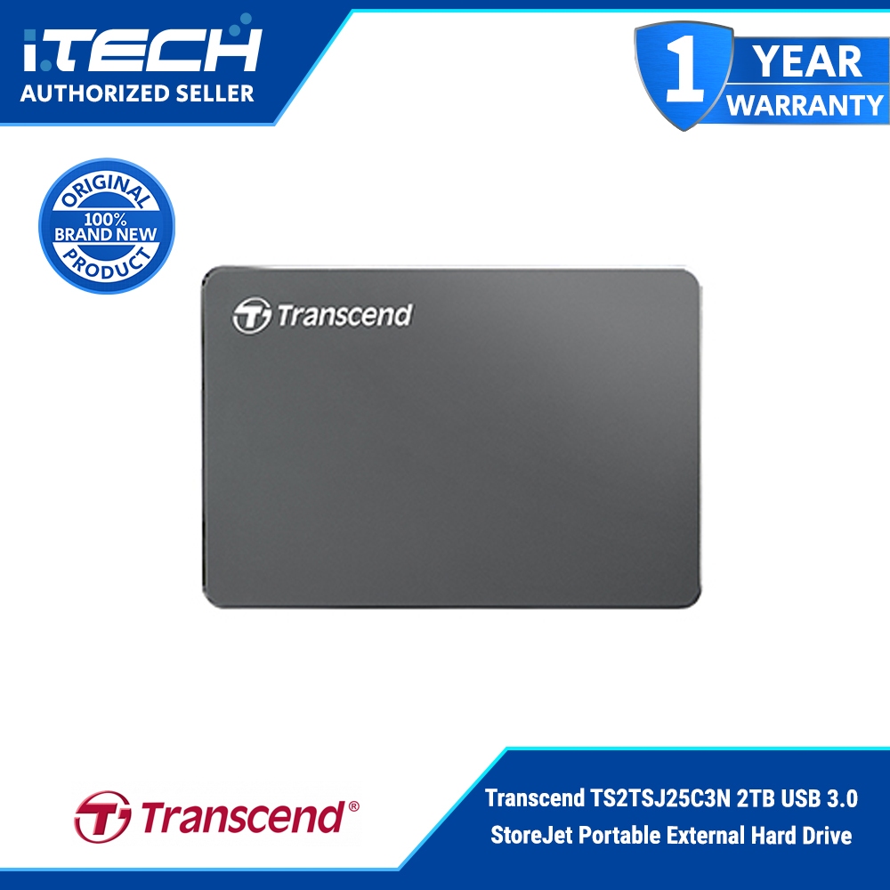 Transcend TS2TSJ25C3N 2TB USB 3.0 StoreJet Portable External Hard Drive ...