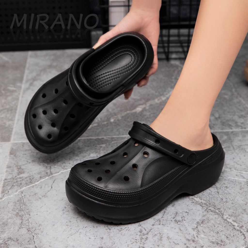 Thicksoled women clogs shoes waterproof ladies heeled slip on rubber ...