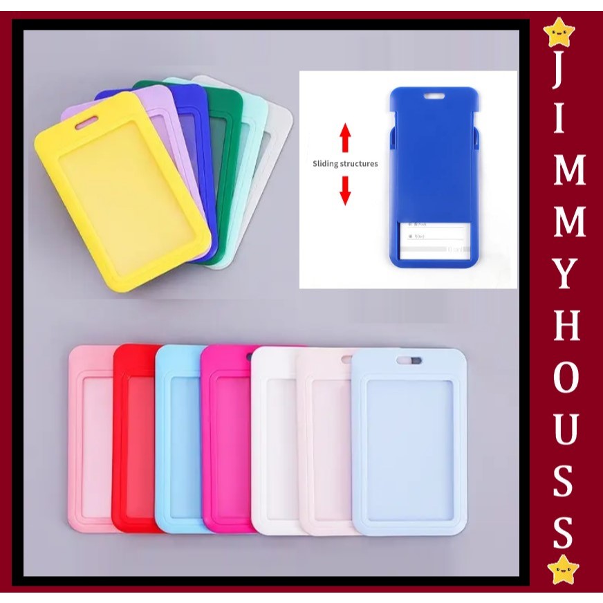(10PCS) T-593 Solid Color Card Holder Name Tag Slide Design Student ID ...