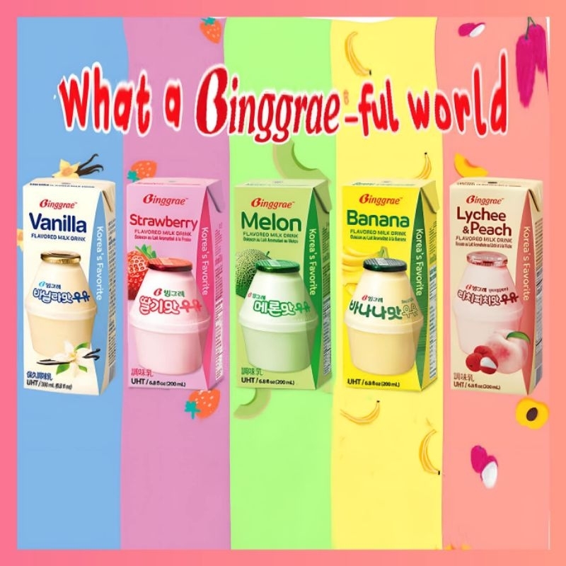 Binggrae Banana Milk BTS Korean 200ml / Strawberry / Melon / Vanilla ...