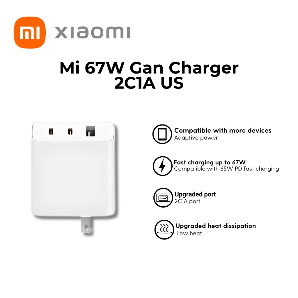 XIAOMI 67W GAN CHARGER 2C1A | Shopee Philippines