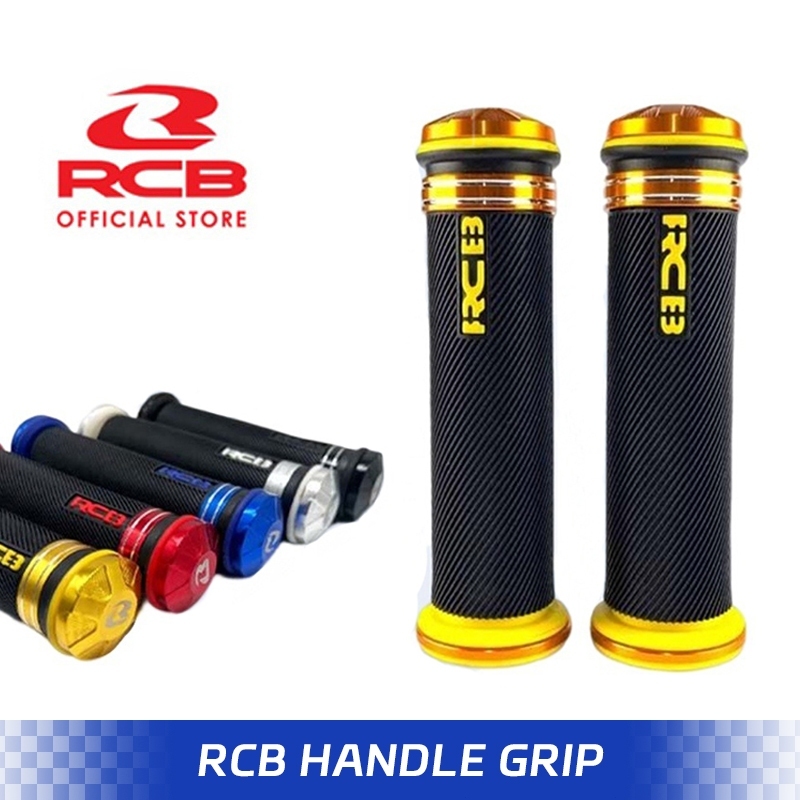 RCB Motorcycle Handle Grip Non-slip Rubber With Alloy Bar End Universal ...