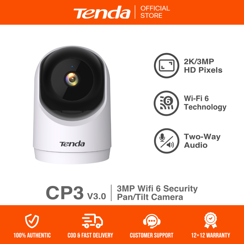 Tenda CP3 v3 2K Wifi 6 Pan Tilt AI Indoor Security Camera for Home | Baby | Pet Monitor | CCTV ...