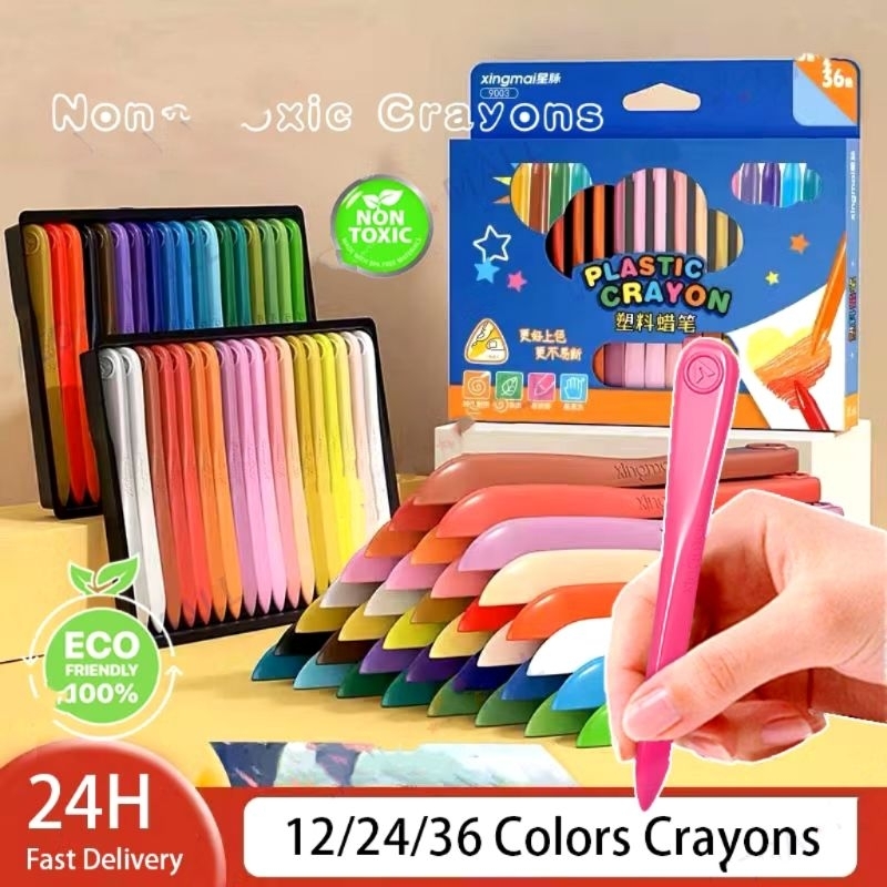 12/24/36 Colors Crayons Painting Safe Non-Toxic Not Dirty Hand Drawing ...