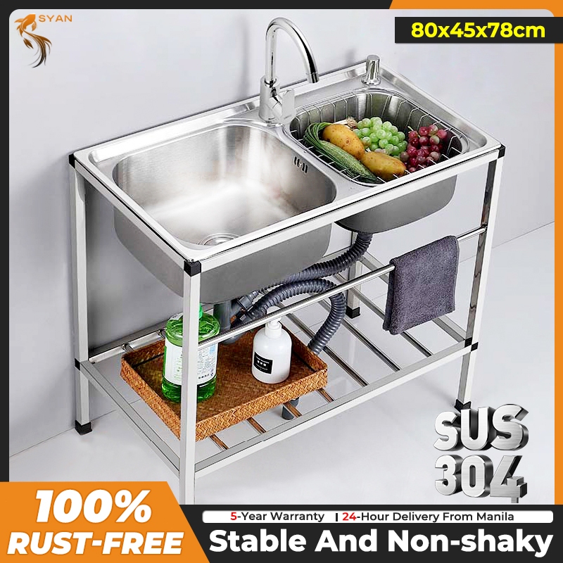 【COD】304 lababo Kitchen Sink With Faucet Stainless Steel set Double ...