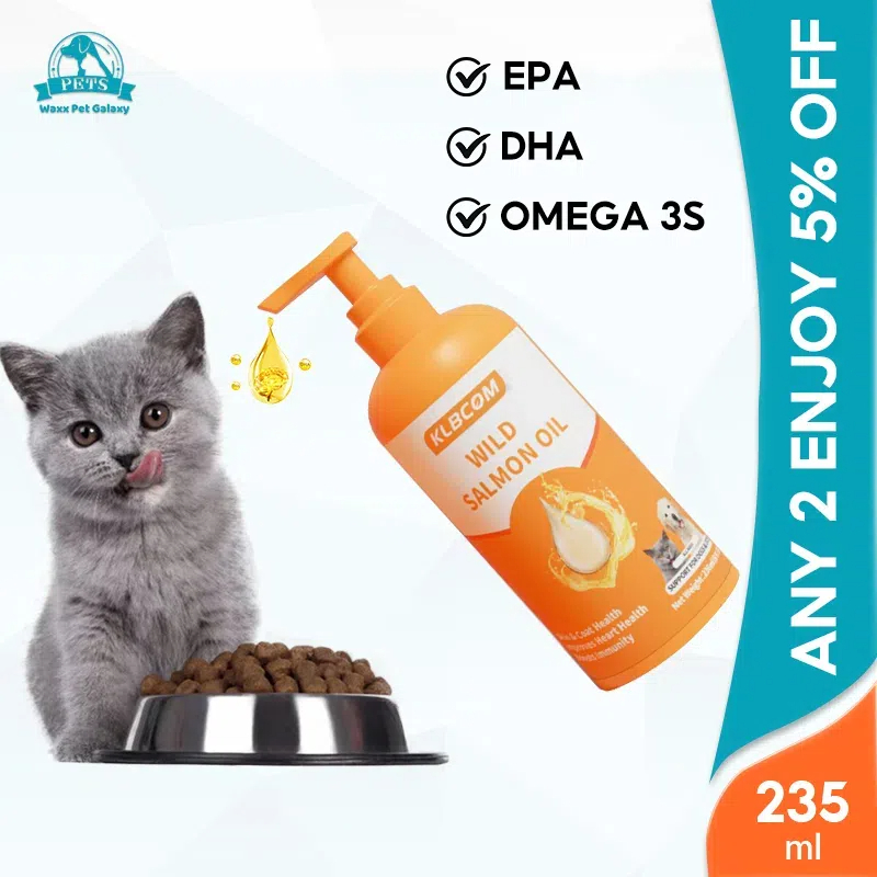 Wild Premium Salmon Oil for Dogs and Cats Healthy Skin Soft and Shiny Coat Rich in Omega-3 235ML ...