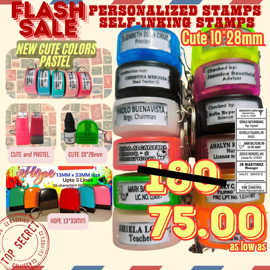 Stamp Personalized Self Inking Stamps CUTE FREE INK Name stamp, invoice ...