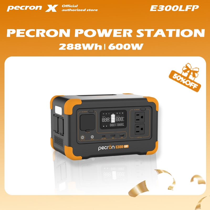 Pecron E300LFP 288Wh 600W Portable Power Station LiFePO4 Battery Solar Generator for Outdoor ...
