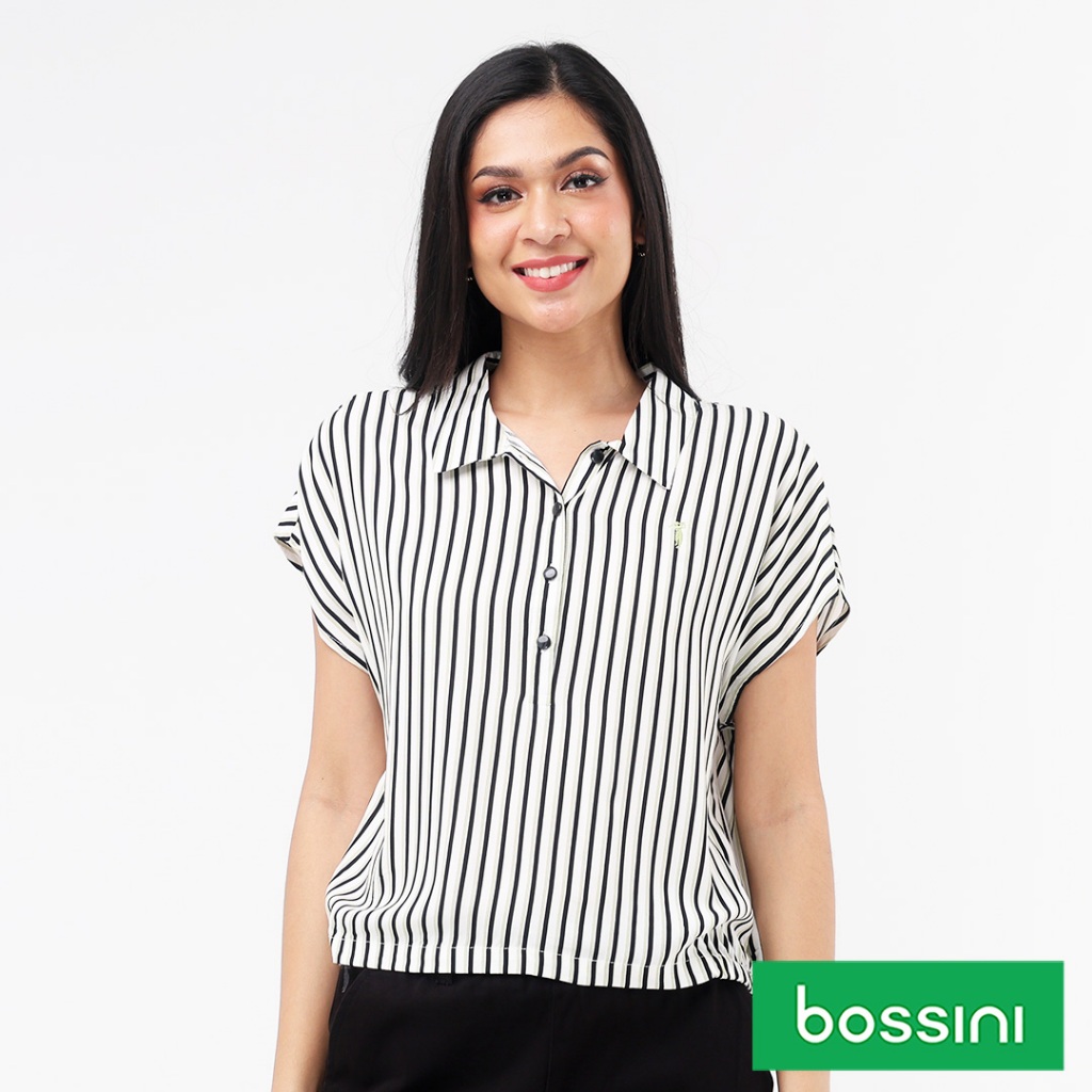 Bossini Ladies Woven Striped Rayon C/S Blouse OST04-0233 | Shopee ...