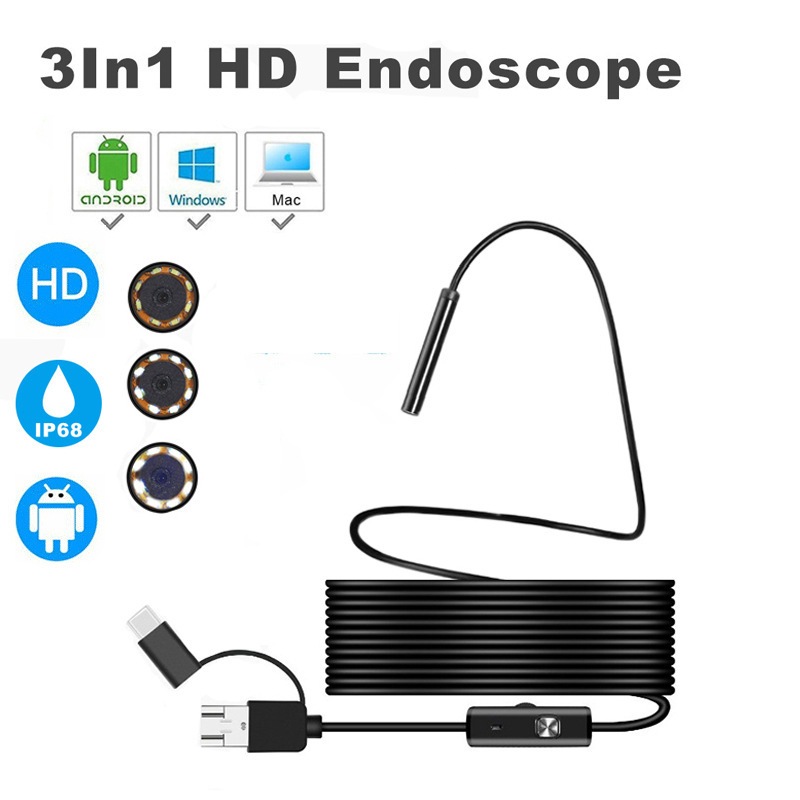 3in1 USB Endoscope Probe Mobile Endoscope 5.5mm Lens Pipeline Camera ...