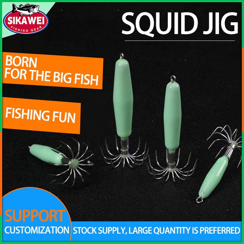 sikawei Luminous Squid Hook Without Barb Stainless Steel Fishing Hook ...