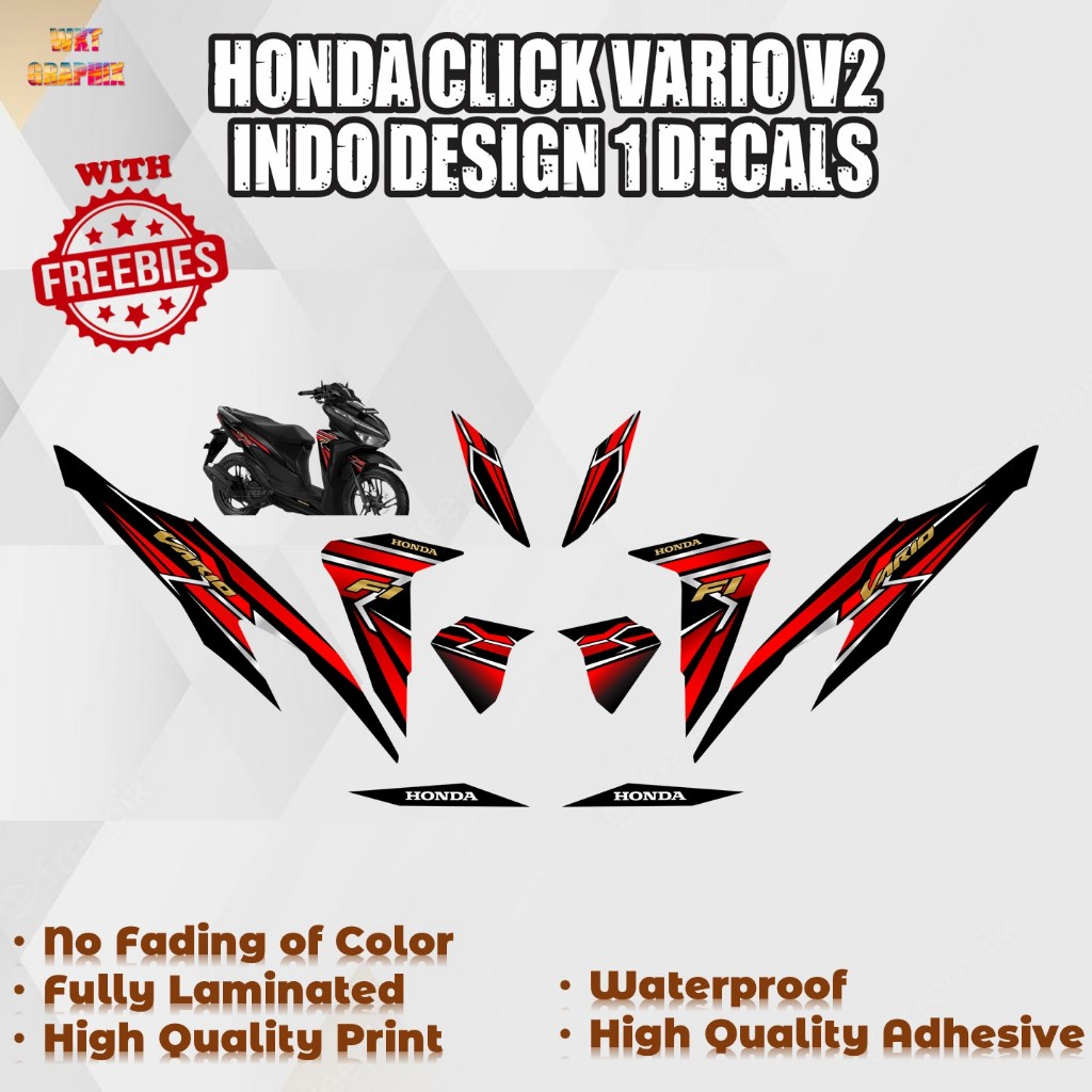 HONDA CLICK VARIO V2 INDO DESIGN 1 DECALS (WATERPROOF, LAMINATED, FADE ...