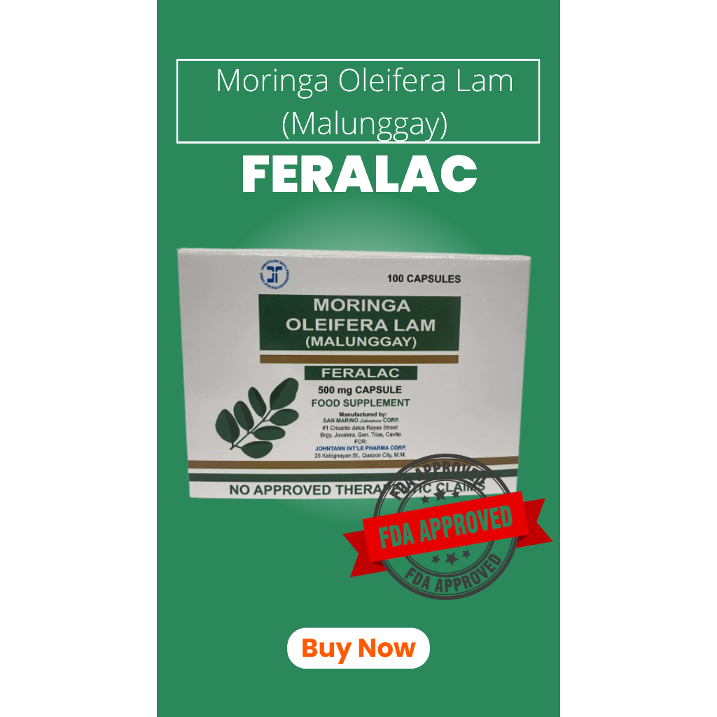FERALAC Malunggay Moringa Oleifera Lam 500mg 100's Capsule | Shopee ...