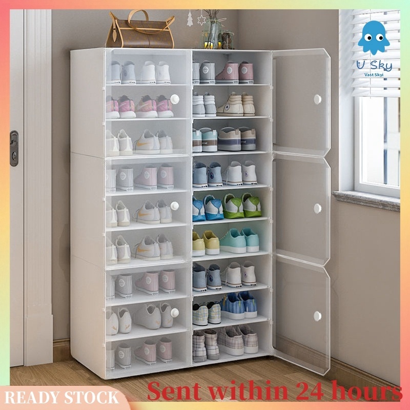 【Fast delivery】Shoe Cabinet Shoe Rack Clear Plastic Dustproof Stackable ...