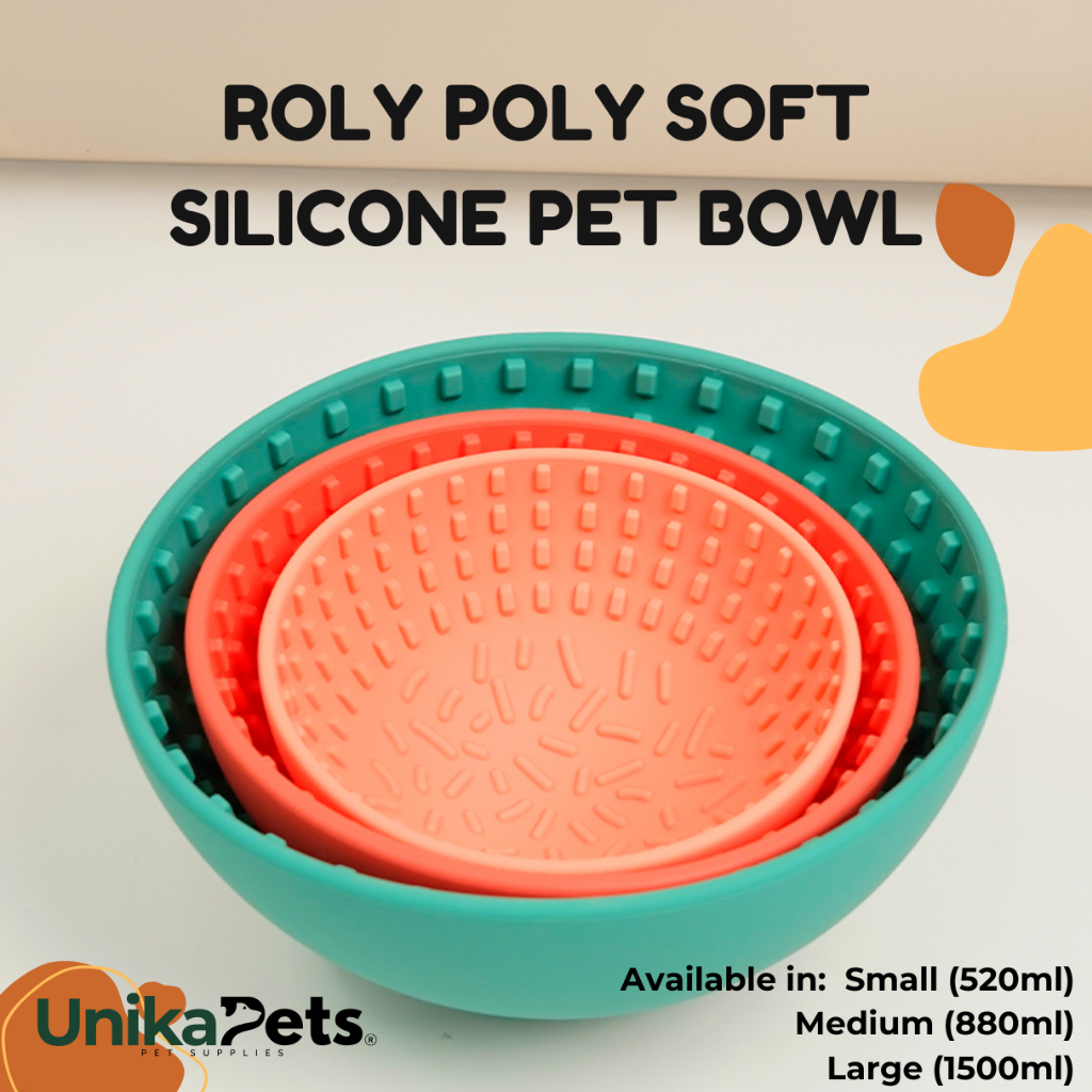 Unika Pets Roly Poly High Grade Soft Silicon Pet Bowl (520ml, 880ml ...