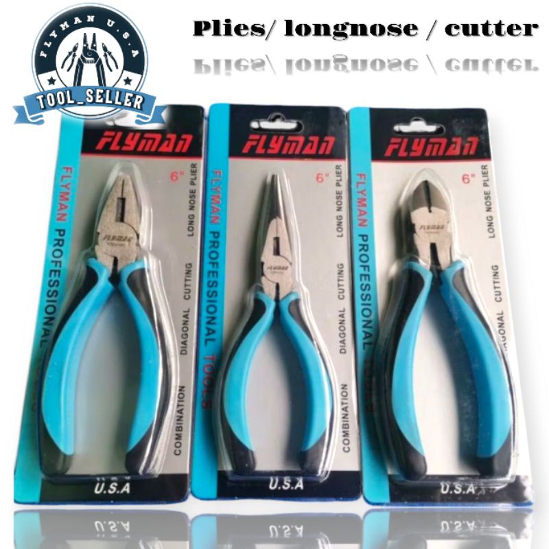 original flyman 6inchea pliers (longnose)(cutter)(plies) | Shopee ...