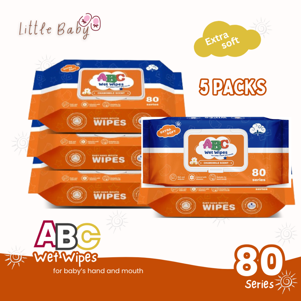 Littlebaby 5PACKS ABC Baby Care Wet Wipes 80 Sheets per pack Scented ...