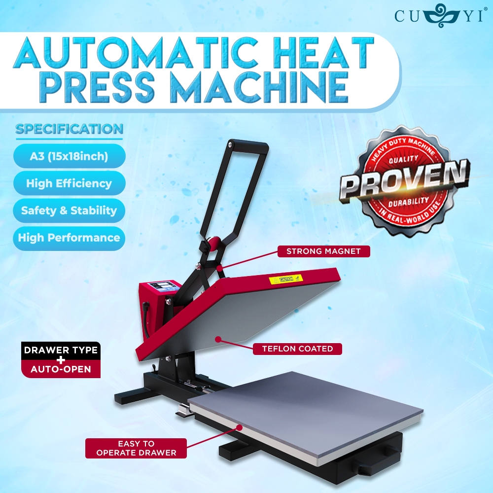 A3 Size CUYI Heat Press Machine Auto-open Drawer Type / Manual Clam ...