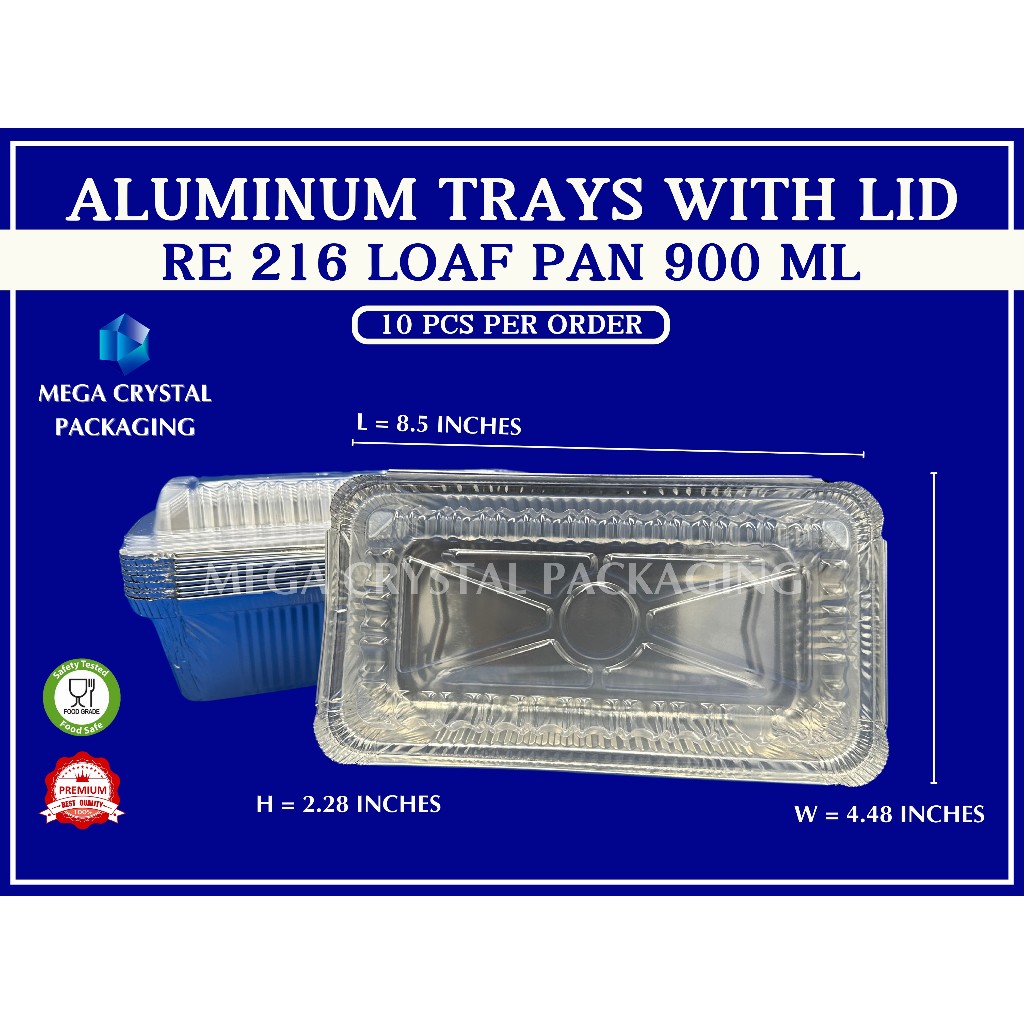 [ 10 Pcs. ] Aluminum Trays RE 216 Rectangular Loaf Pan Big 900 ML with ...