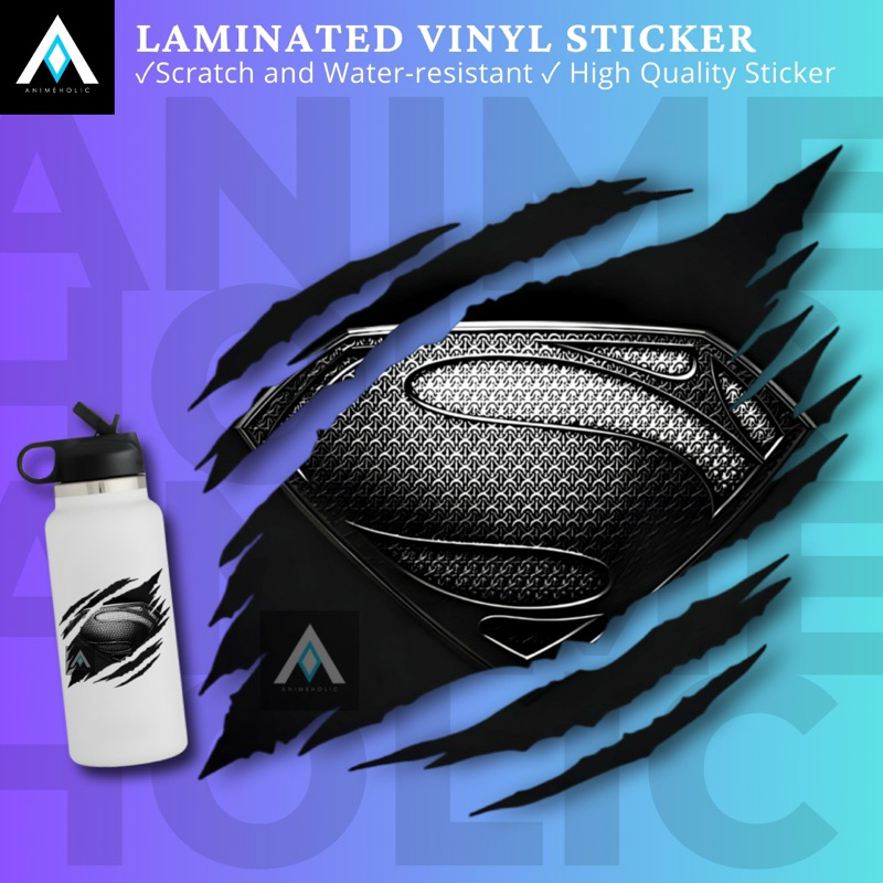 BLACK SUPERMAN SCRATCH STICKERS LOGO ~ LAMINATED VINYL STICKERS ...
