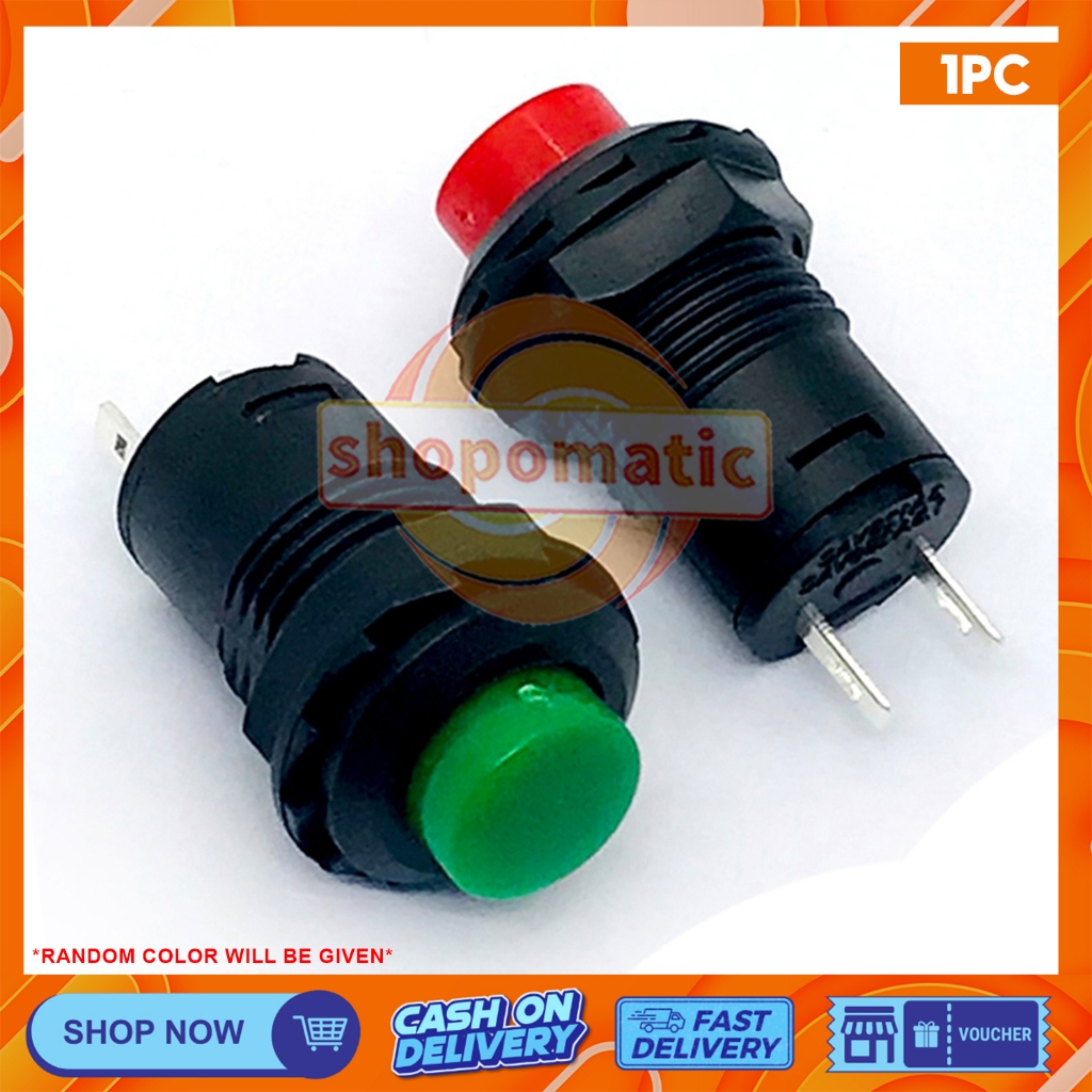 SHOPOMATIC Round Push Button Switch 2 Pins With Self Locking Heavy Duty ...