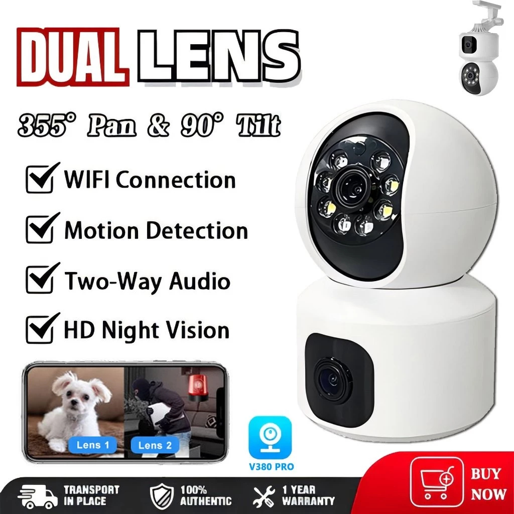 V380 CCTV Camera 5MP 1080P HD 360° Connect To Cellphone With Voice Dual ...