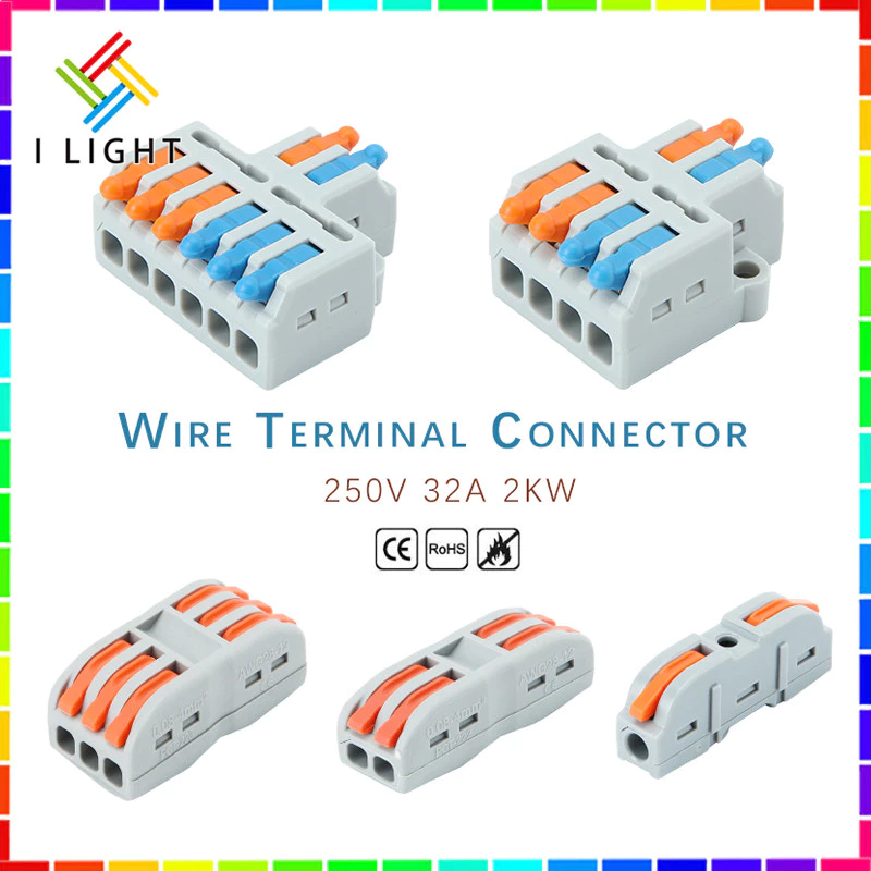 Quick Wire Terminal Connector 250V 32A 2KW Universal Push-in Wiring ...