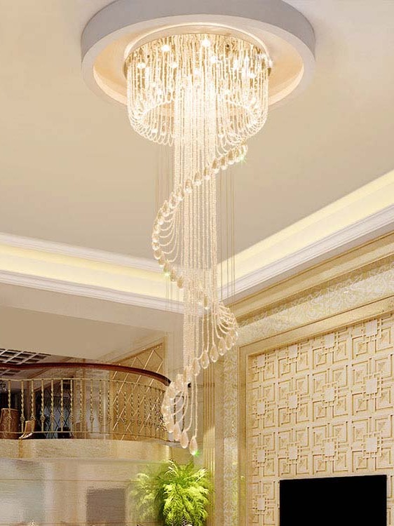 Luxury Long Staircase Ceiling Light Crystal Chandelier Lamp Living Room ...